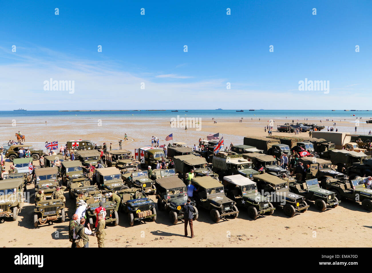 Collection of vintage WW2 vehicles on allied beaches D Day Anniversary ...