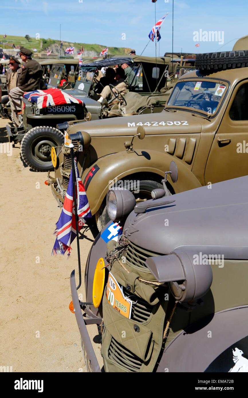Collection of vintage WW2 vehicles on allied beaches D Day Anniversary ...