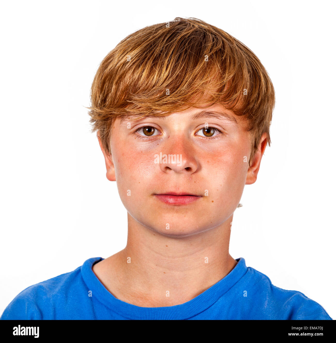 portrait of cute handsome boy in studio isolated on white Stock Photo ...