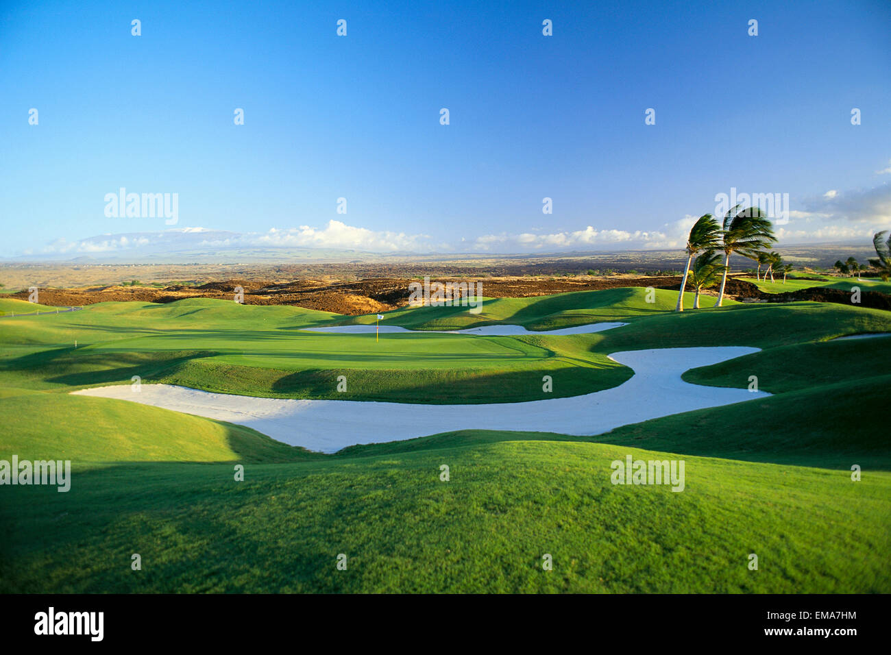 Hawaii, Big Island, Mauna Lani Resort Golf Course, Shadow In Sand Trap ...