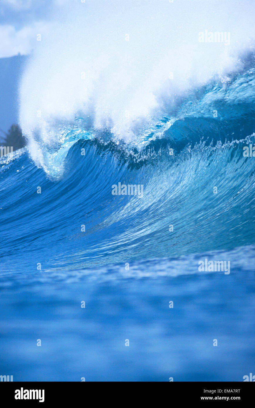 Angled View Of A Huge Wave With Whitewash, Curling C1748 Stock Photo ...