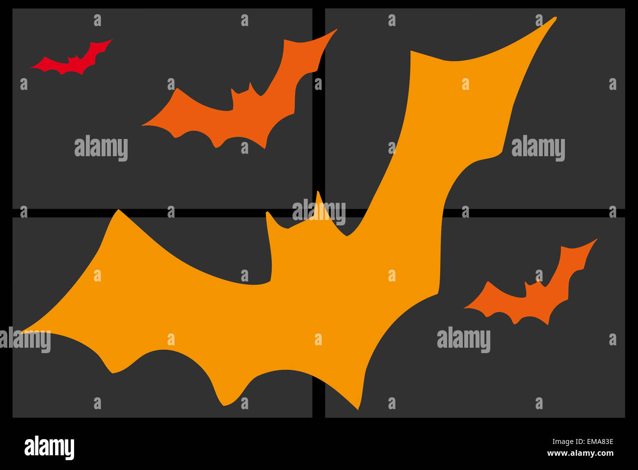 Composition of orange bats on a gray background Stock Photo - Alamy