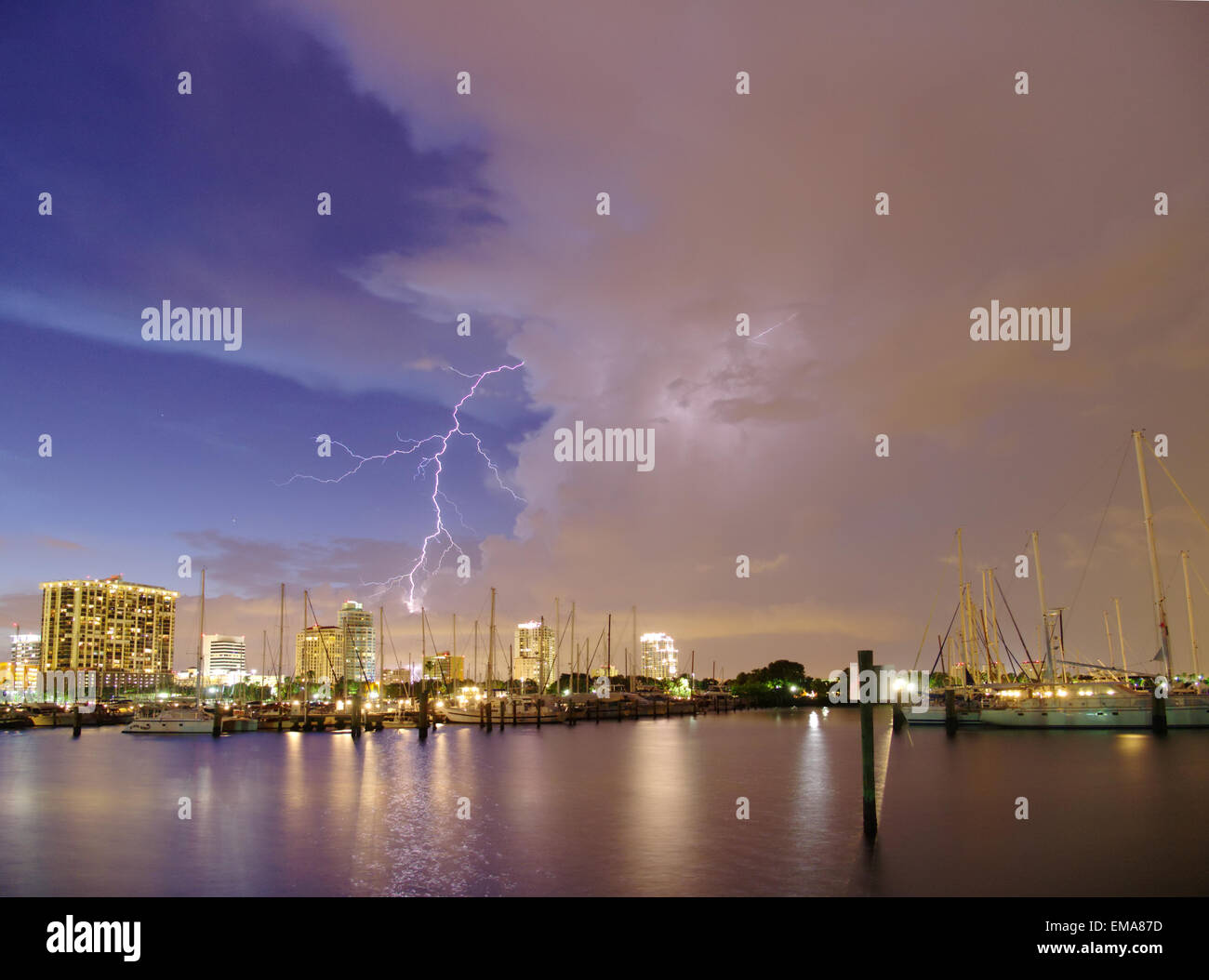 A lightning strike captured in the evening at the Marina in St ...