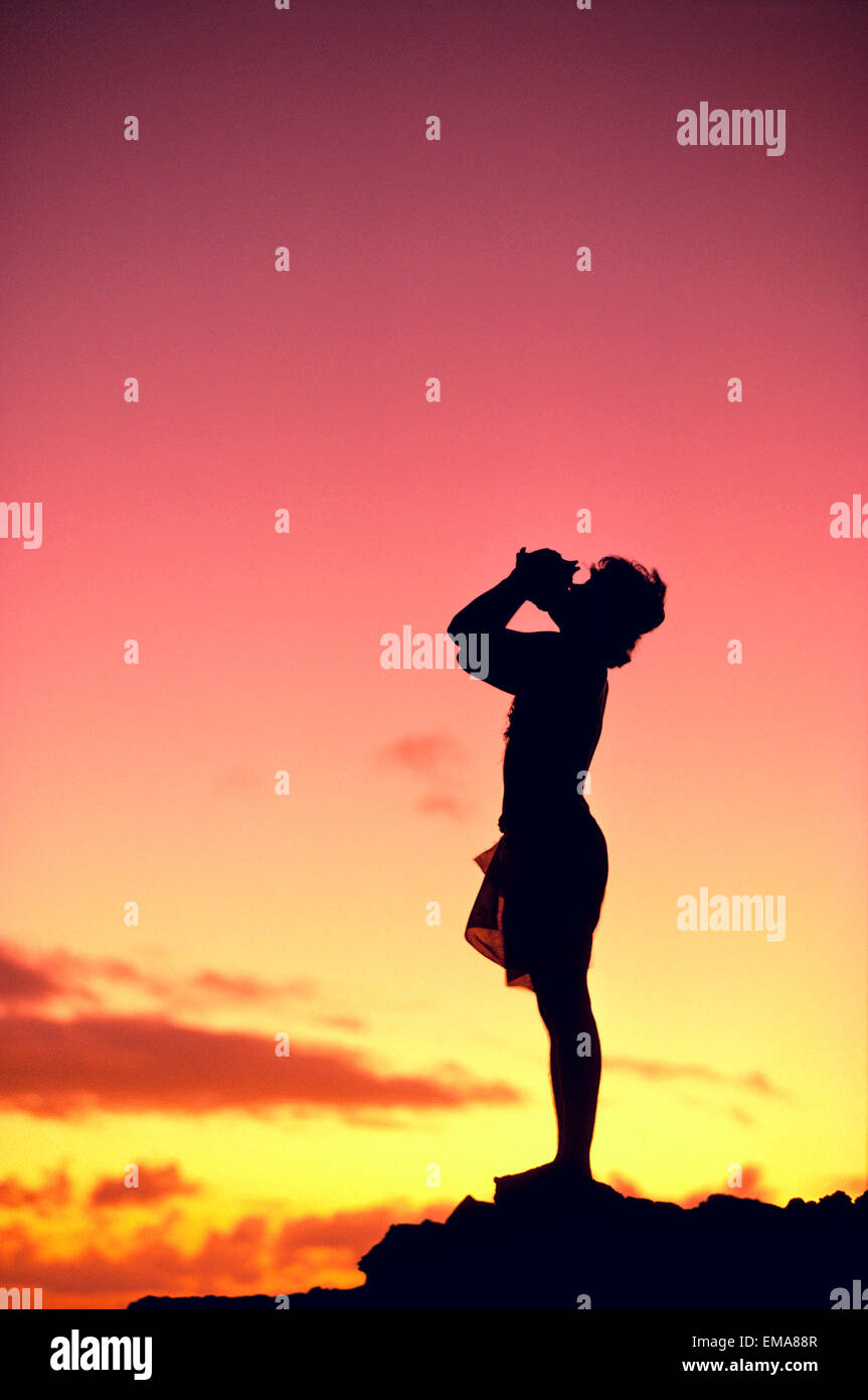 Hawaiian conch blower hi-res stock photography and images - Alamy