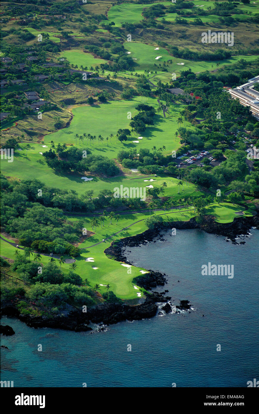 Hawaii, Big Island, Aerial Golf Course Mauna Kea Beach Resort D1287 ...