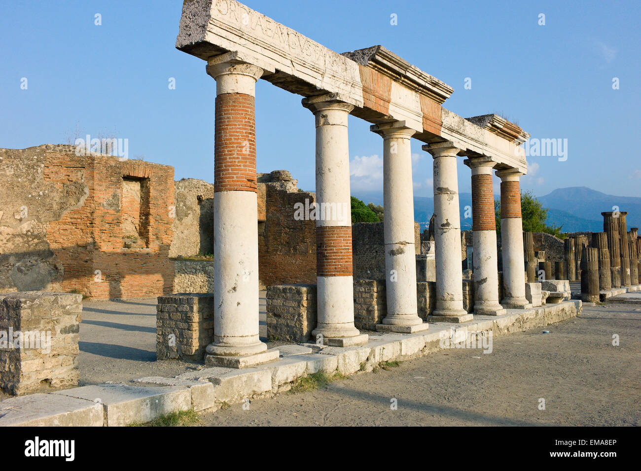 Pompeii, Italy. Colonnade in front of the Building of Eumachia on the ...
