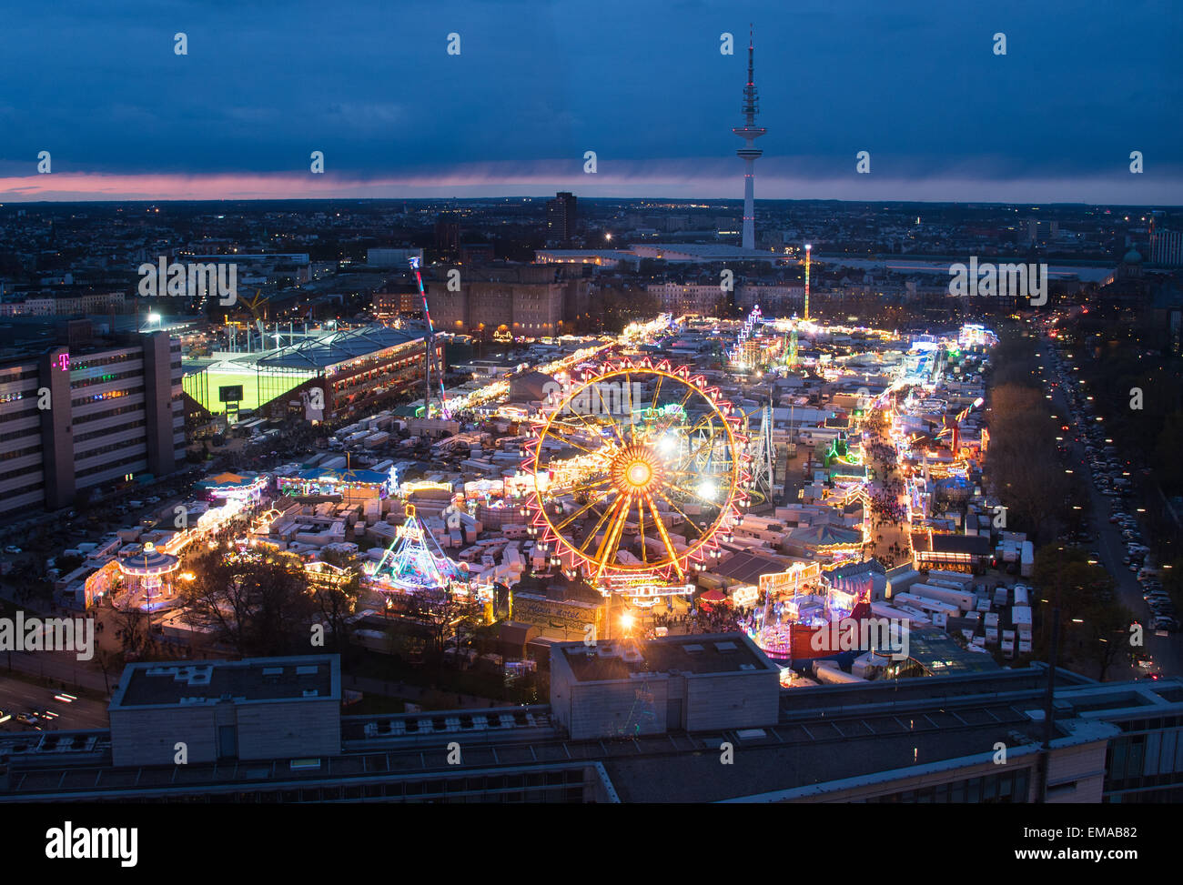 Hamburg, Germany. 17th Apr, 2015. View at the fun fair 'Hamburg Dom' in ...