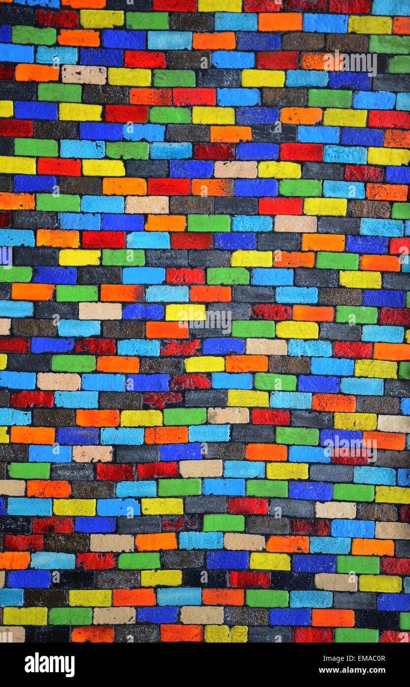 Colour Brick Wall Background Stock Photo - Alamy