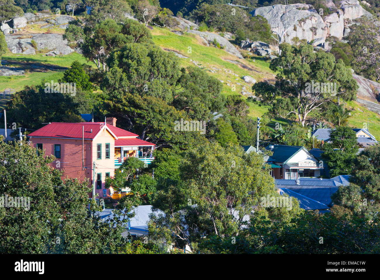 Central Tilba in its idyllic setting near Narooma in New South Wales ...