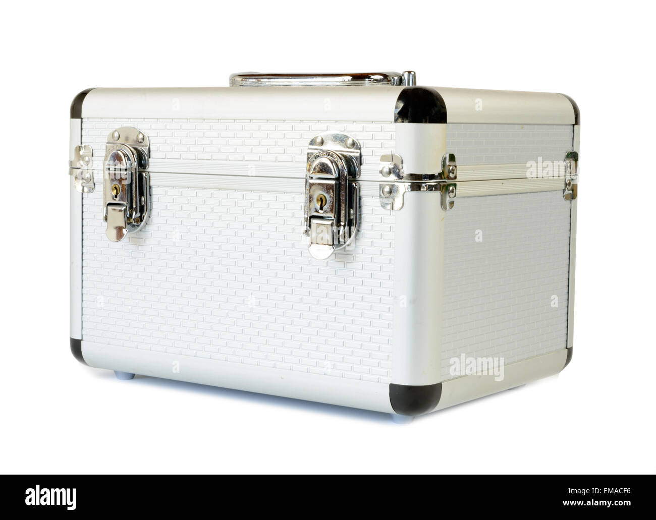 small aluminum case on the white background Stock Photo - Alamy