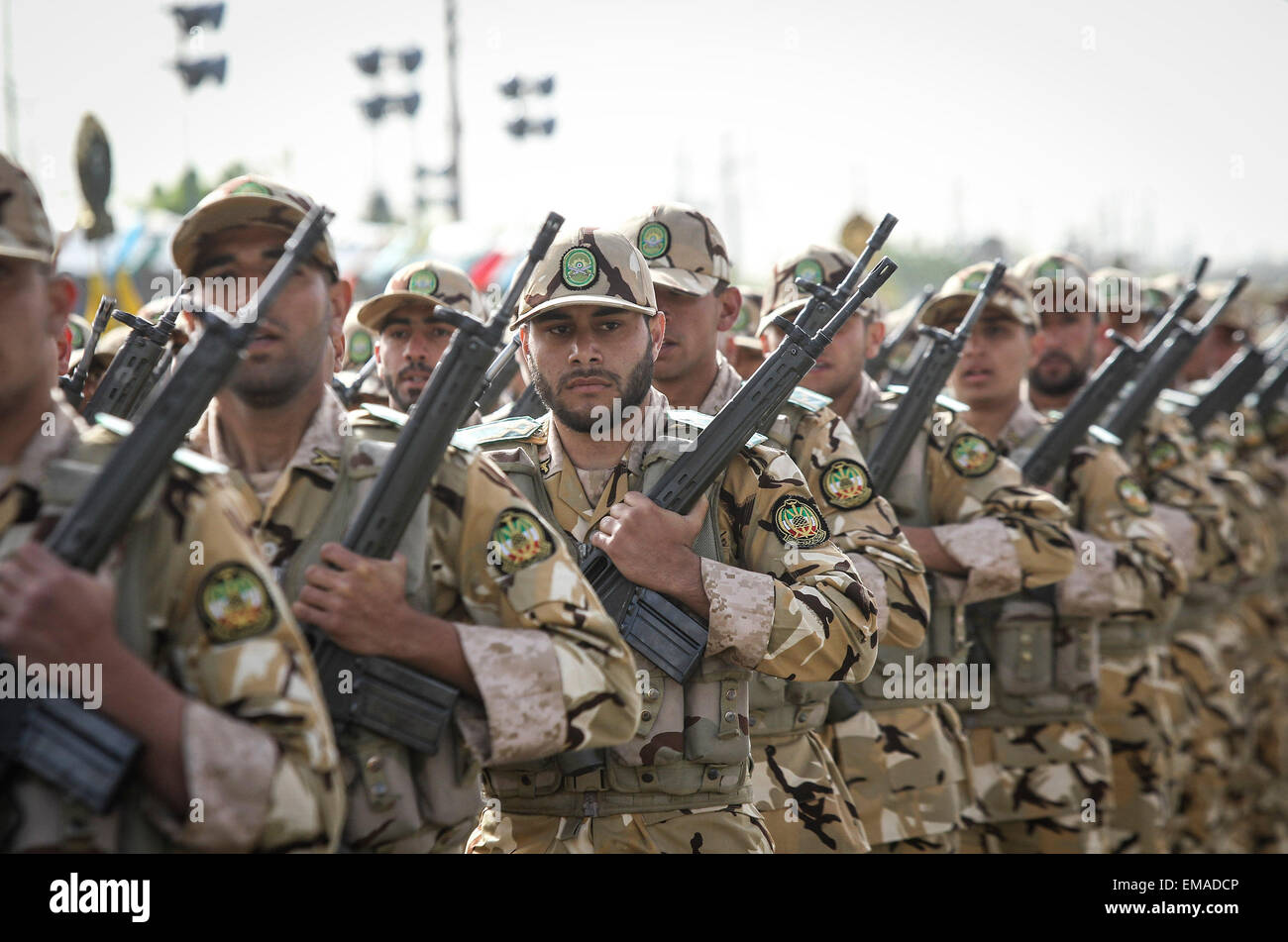 Tehran, Iran. 18th Apr, 2015. Iranian soldiers take part in the Army ...