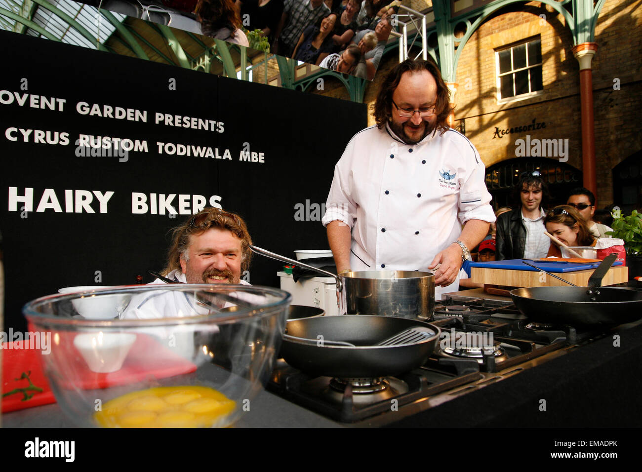 TV chefs The Hairy Bikers Simon King (front) and David Myers cooking in ...