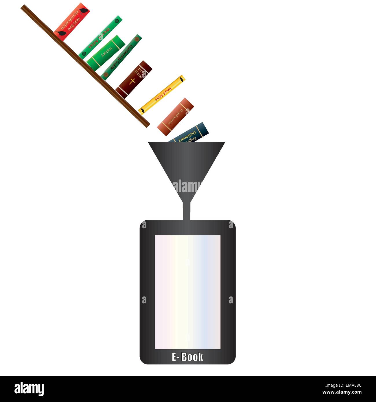 A vector illustration of a Electronic Book Reader being filled with ...