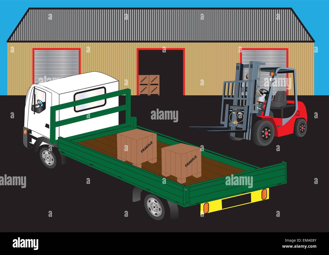 Unloading of goods from a truck vector vectors hi-res stock photography ...