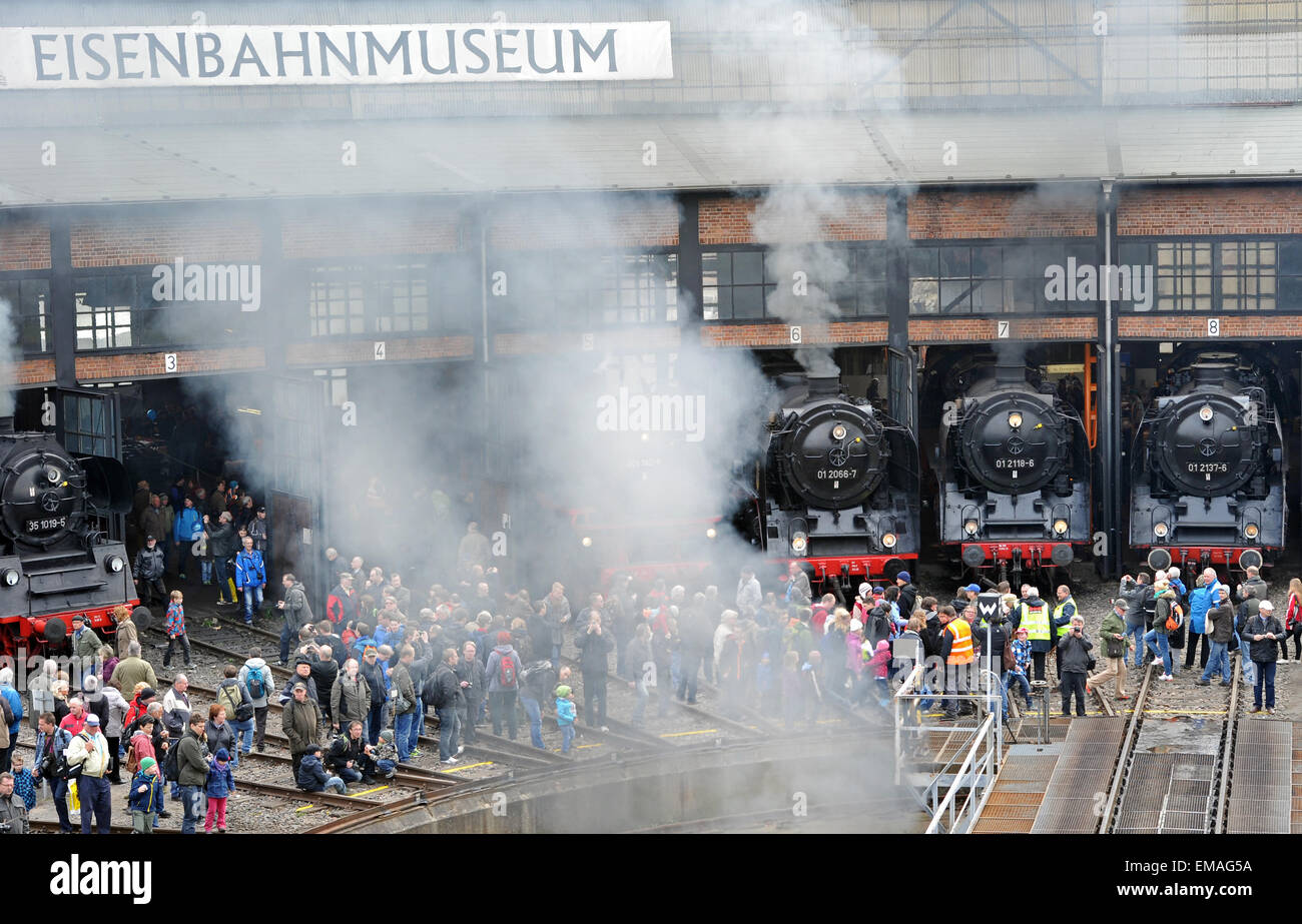Dresden, Germany. 18th Apr, 2015. Visitors to the 7th Dresden Steam ...
