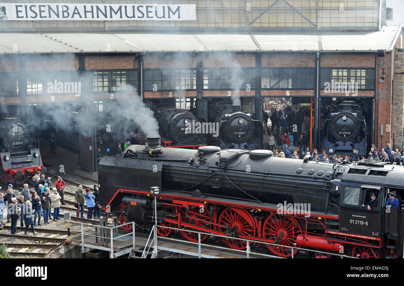 Dresden, Germany. 18th Apr, 2015. Visitors to the 7th Dresden Steam ...