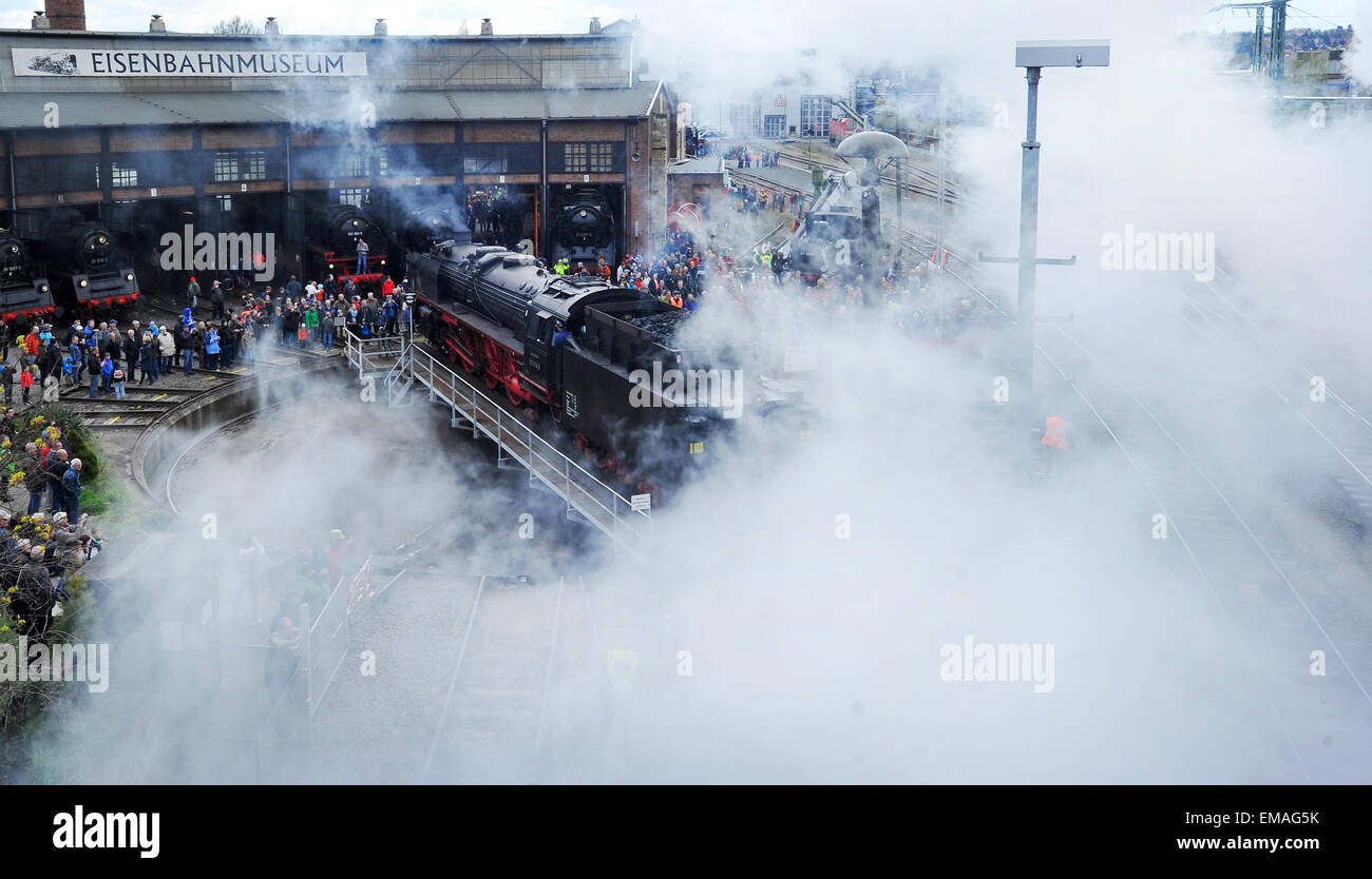 Dresden, Germany. 18th Apr, 2015. Visitors to the 7th Dresden Steam ...