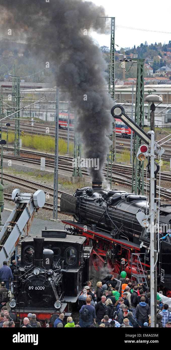 Dresden, Germany. 18th Apr, 2015. Visitors to the 7th Dresden Steam ...