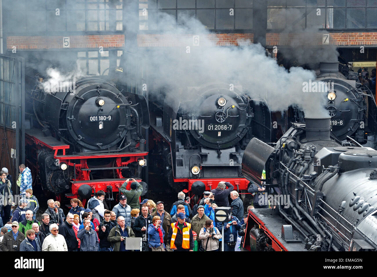 Dresden, Germany. 18th Apr, 2015. Visitors to the 7th Dresden Steam ...