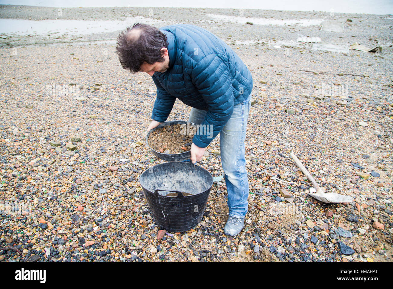 Mat sifting through the pile of rubble that he uses as a standard base ...