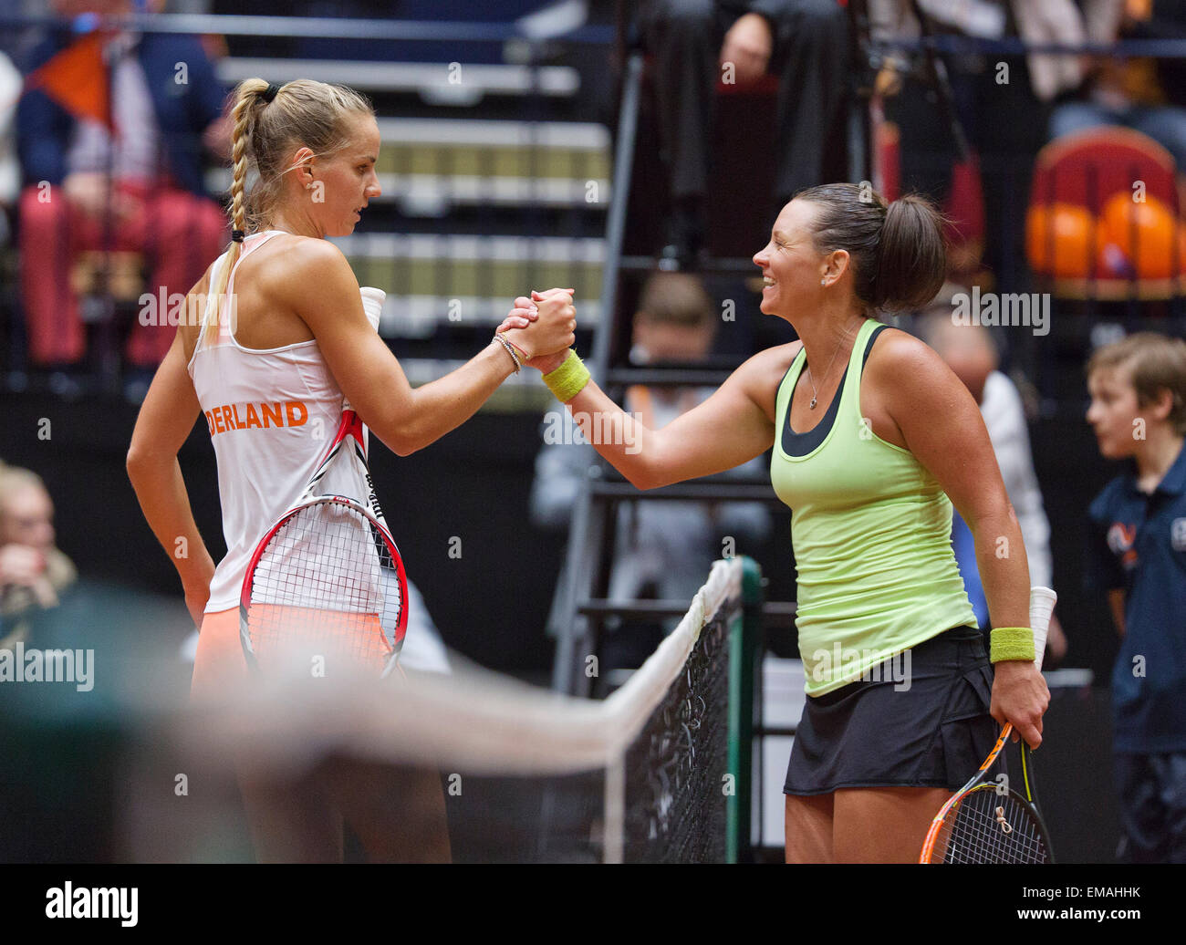 Den Bosch, Netherlands. 18th April, 2015. Maaspoort, Fedcup Netherlands ...