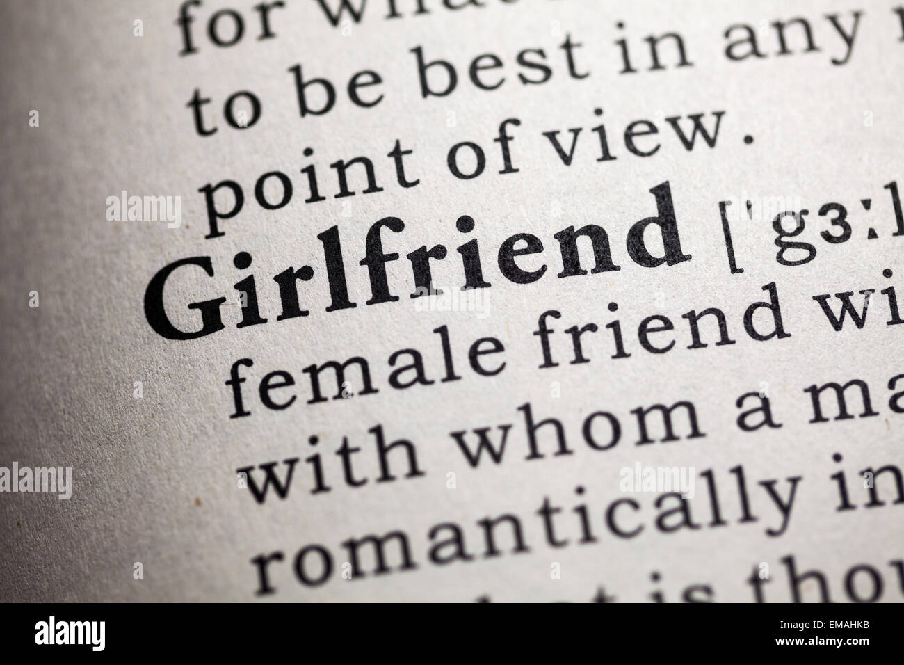 Fake Dictionary, Dictionary definition of the word girlfriend Stock ...