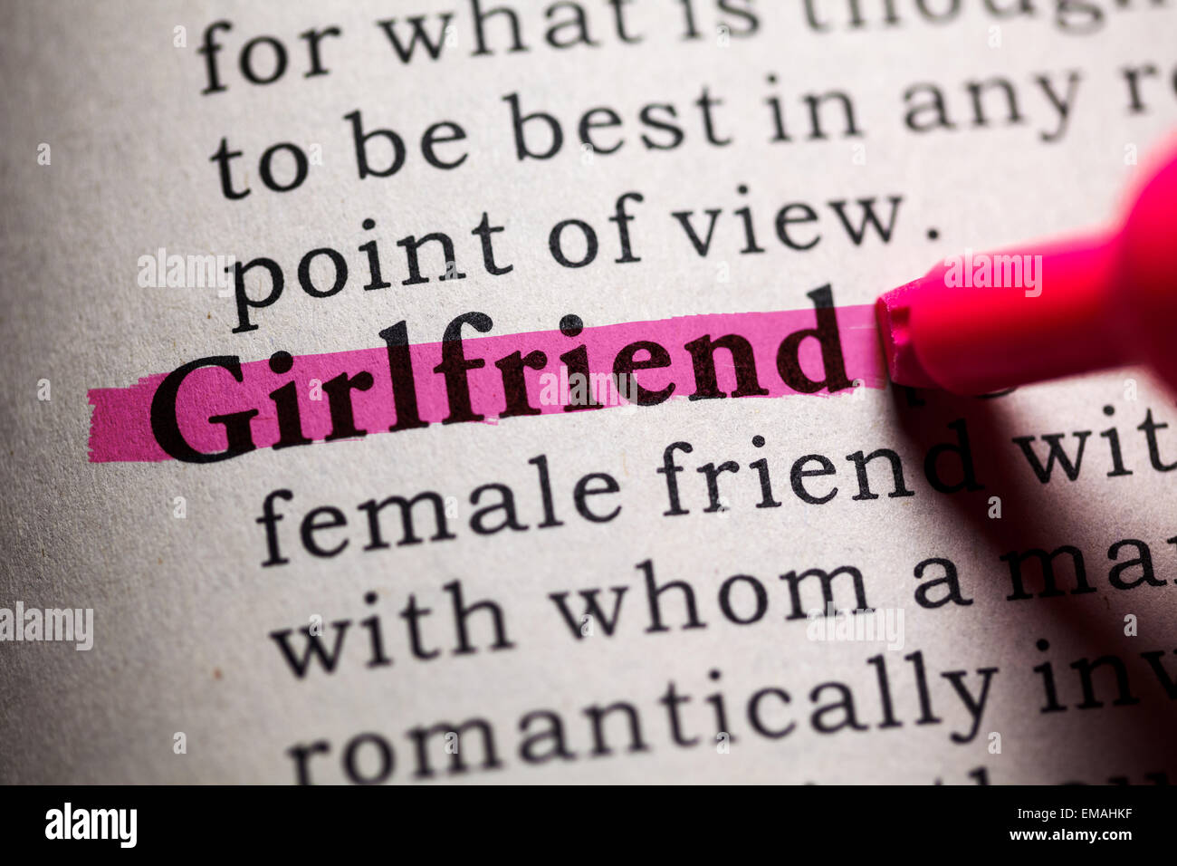 Fake Dictionary, Dictionary definition of the word girlfriend Stock ...