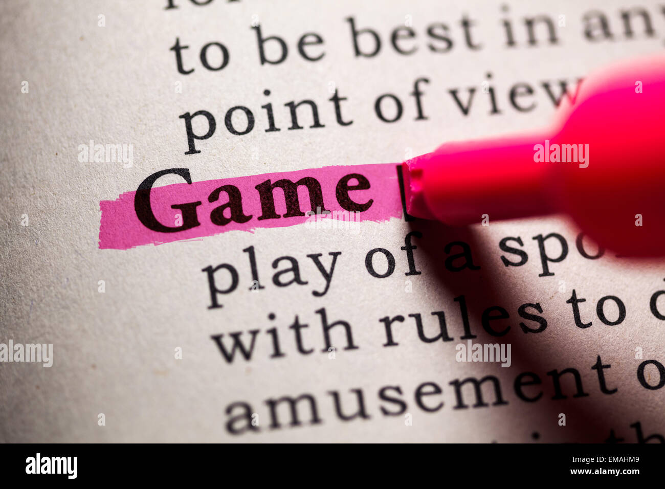 Fake Dictionary, Dictionary definition of the word game Stock Photo - Alamy