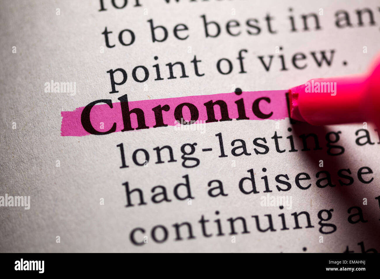 Fake Dictionary, Dictionary definition of the word Chronic Stock Photo ...
