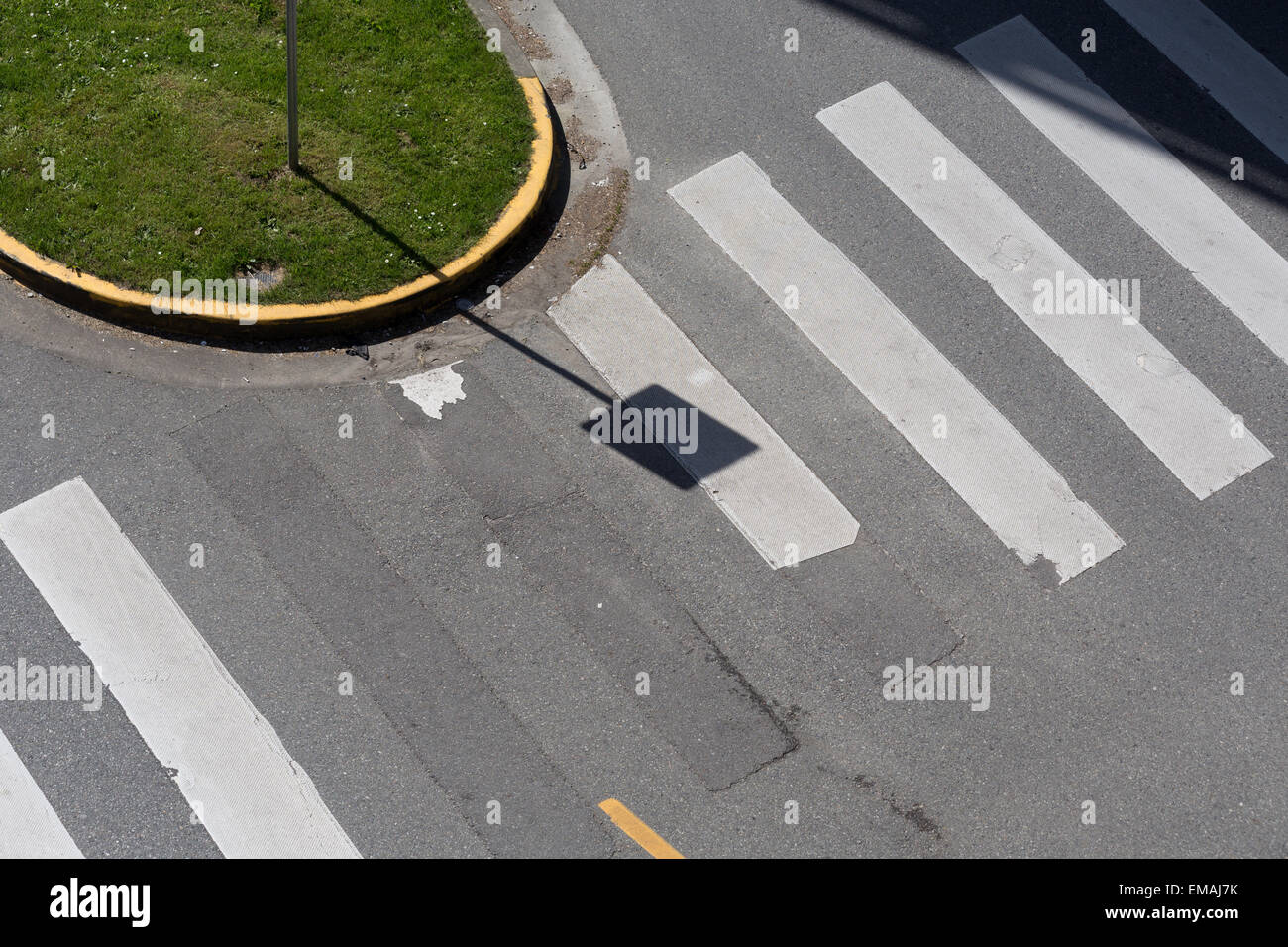 Zebra crossing and green lawn, top view Stock Photo - Alamy