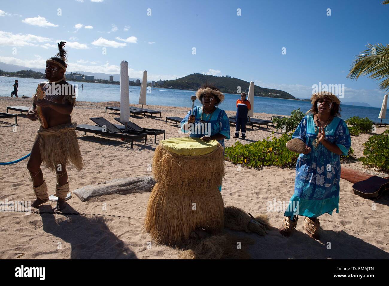 New Caledonia, Noumea, Traditional Kanak Dance and music "We Ce Ca ...