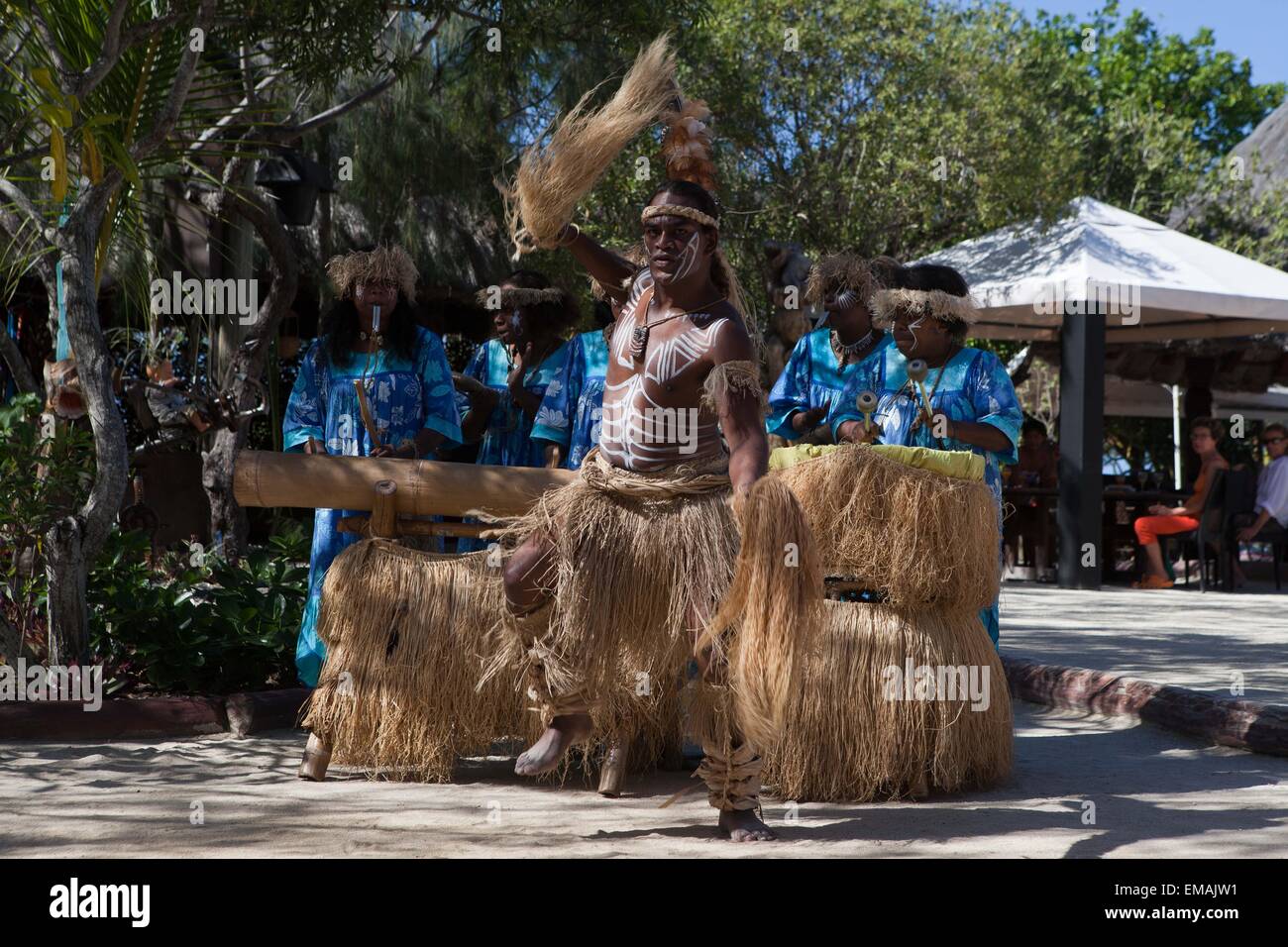 New Caledonia, Noumea, Traditional Kanak Dance and music "We Ce Ca ...