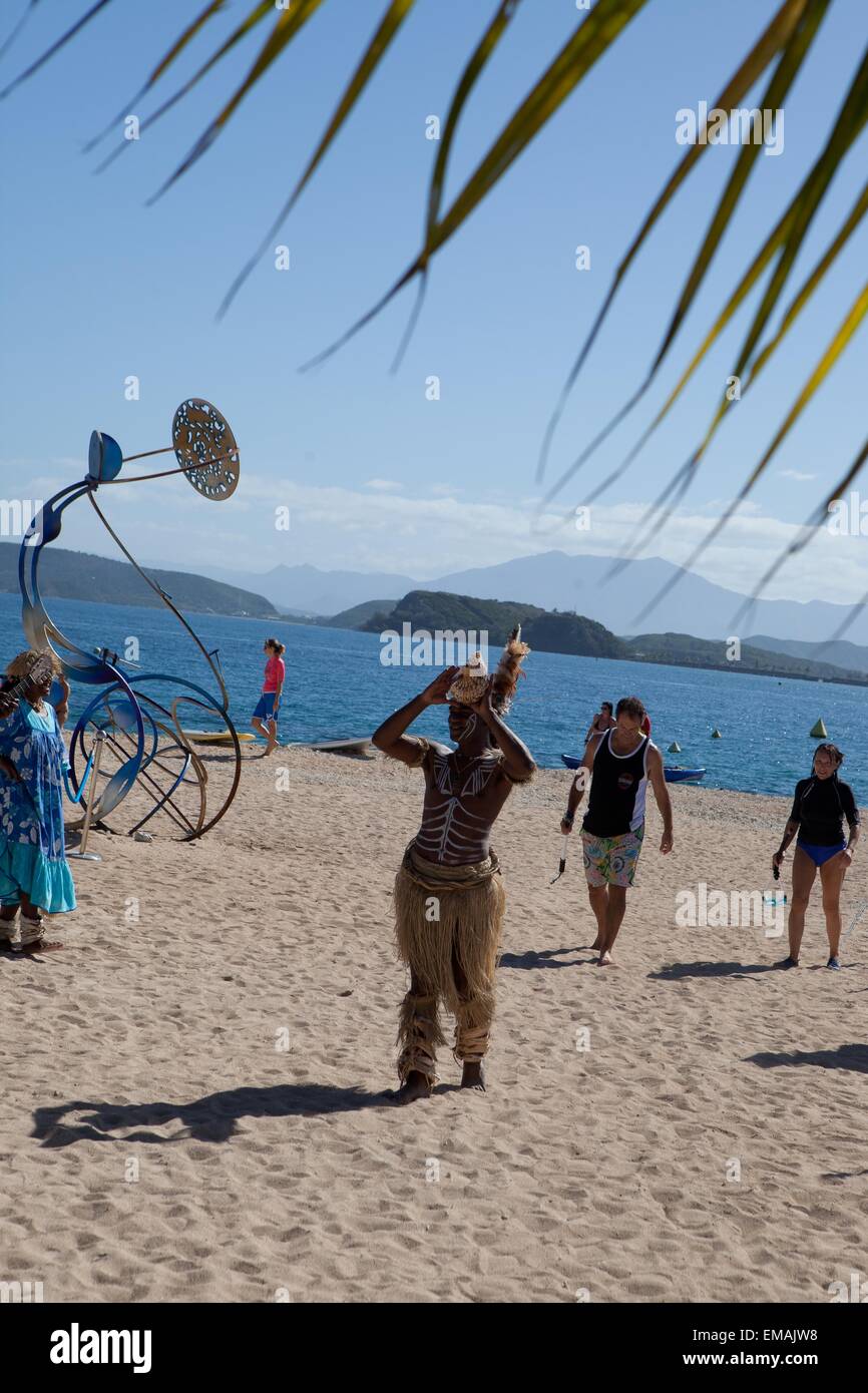 New Caledonia, Noumea, Traditional Kanak Dance and music "We Ce Ca ...