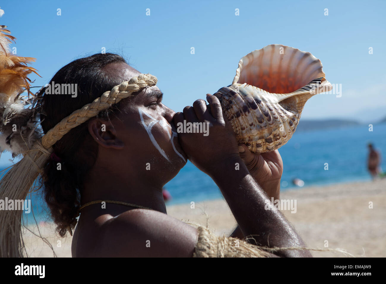 New Caledonia, Noumea, Traditional Kanak Dance and music "We Ce Ca ...