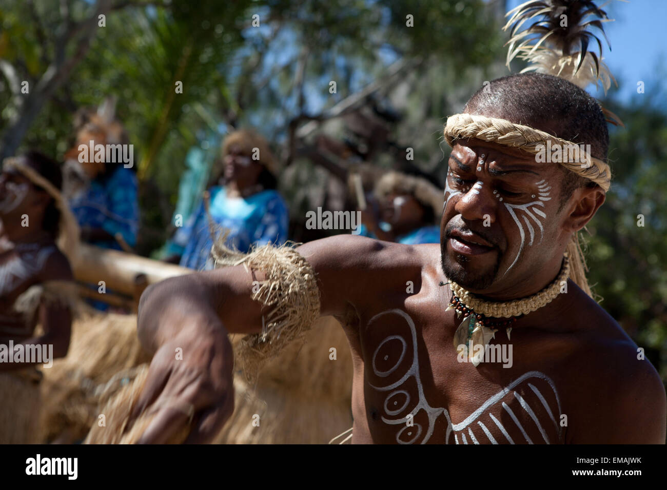 New Caledonia, Noumea, Traditional Kanak Dance and music "We Ce Ca ...