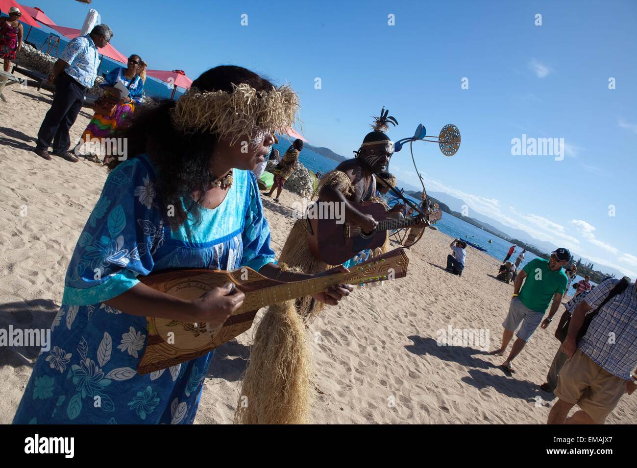 New Caledonia, Noumea, Traditional Kanak Dance and music "We Ce Ca ...