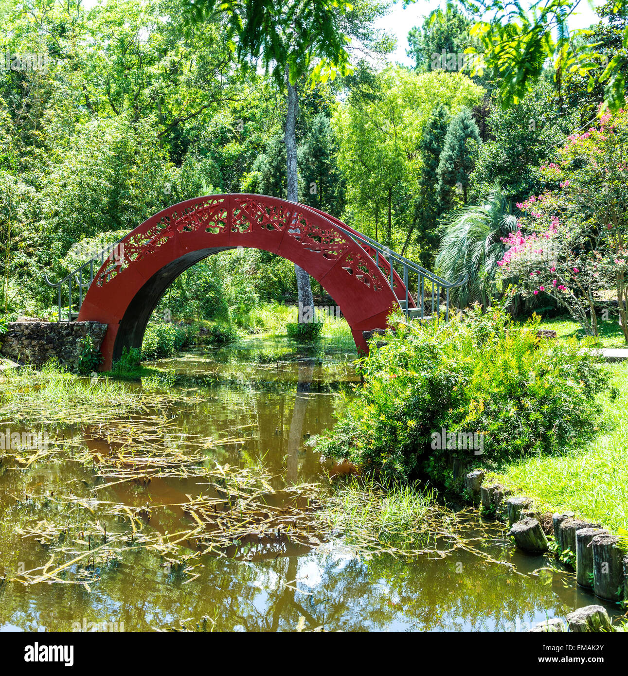 romantic chinese bridge in Bellingraths Garden Stock Photo - Alamy