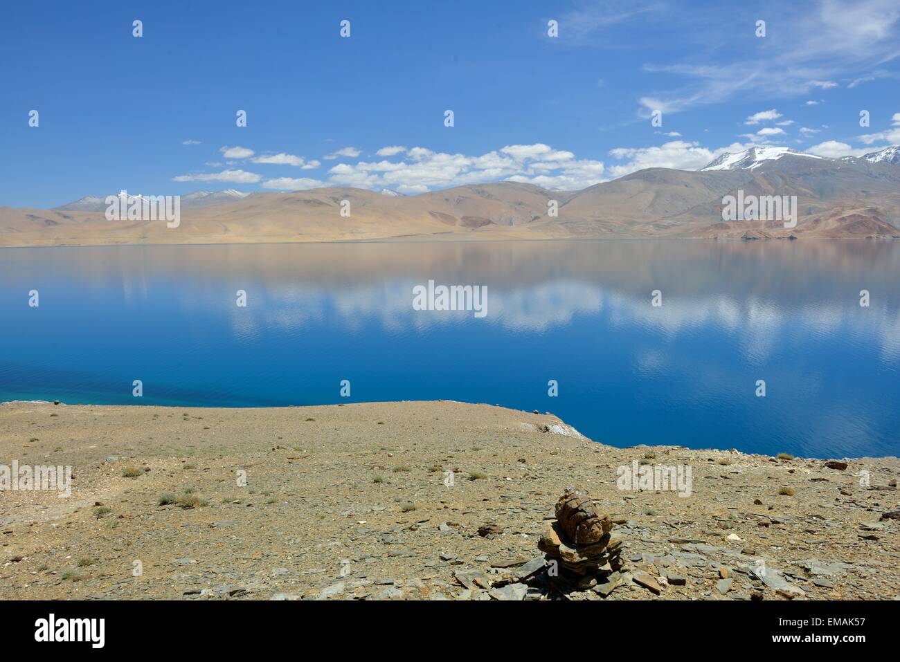 Tso Moriri, Lake Moriri, India, Ladakh, Mountains, Prayer Stones Stock ...