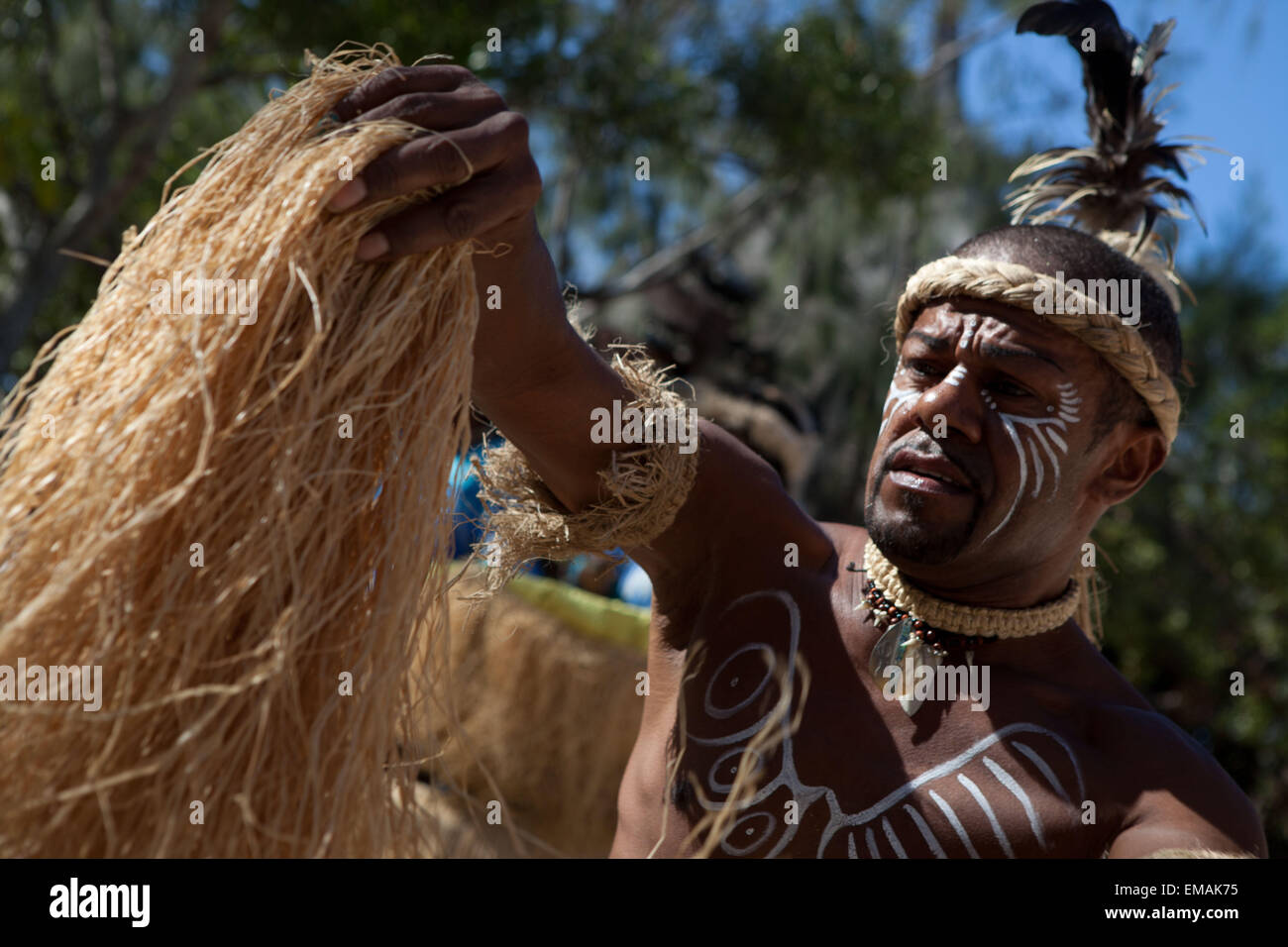 New Caledonia, Noumea, Traditional Kanak Dance and music "We Ce Ca ...