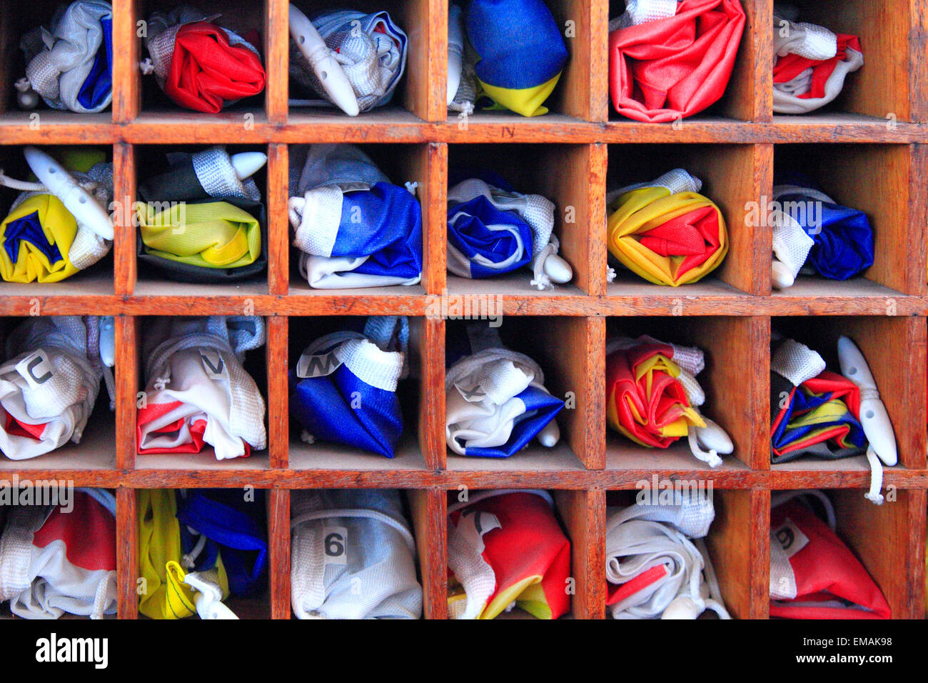 Dredging ship signal flags. Demarchi Island Port, River Plate Coast ...