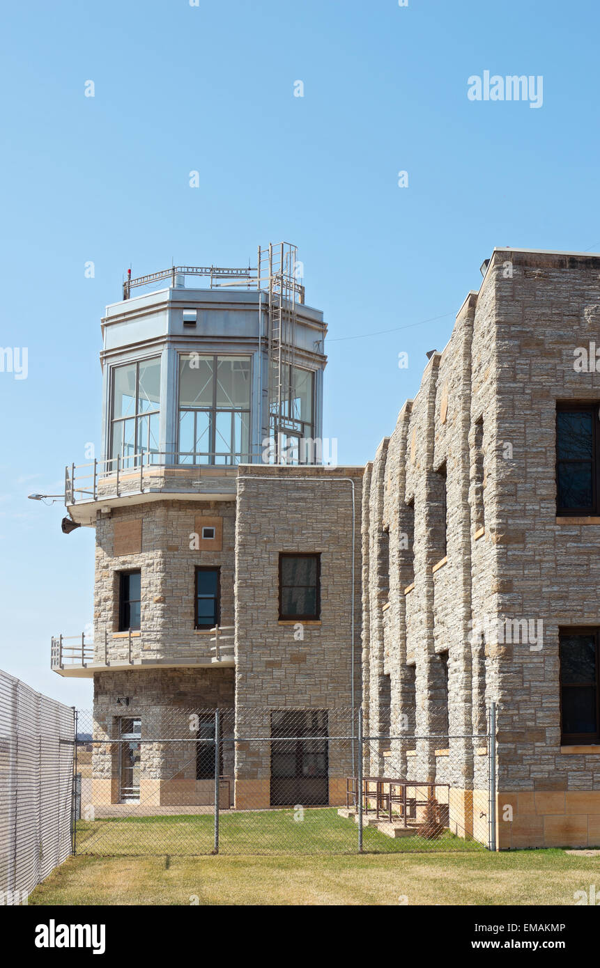 control tower atop historic administration building and airport ...
