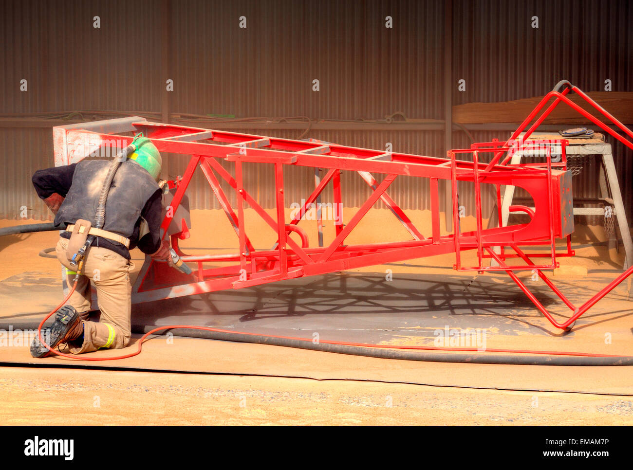 worker cleanning river beacon at Demarchi Island Port, River Plate ...