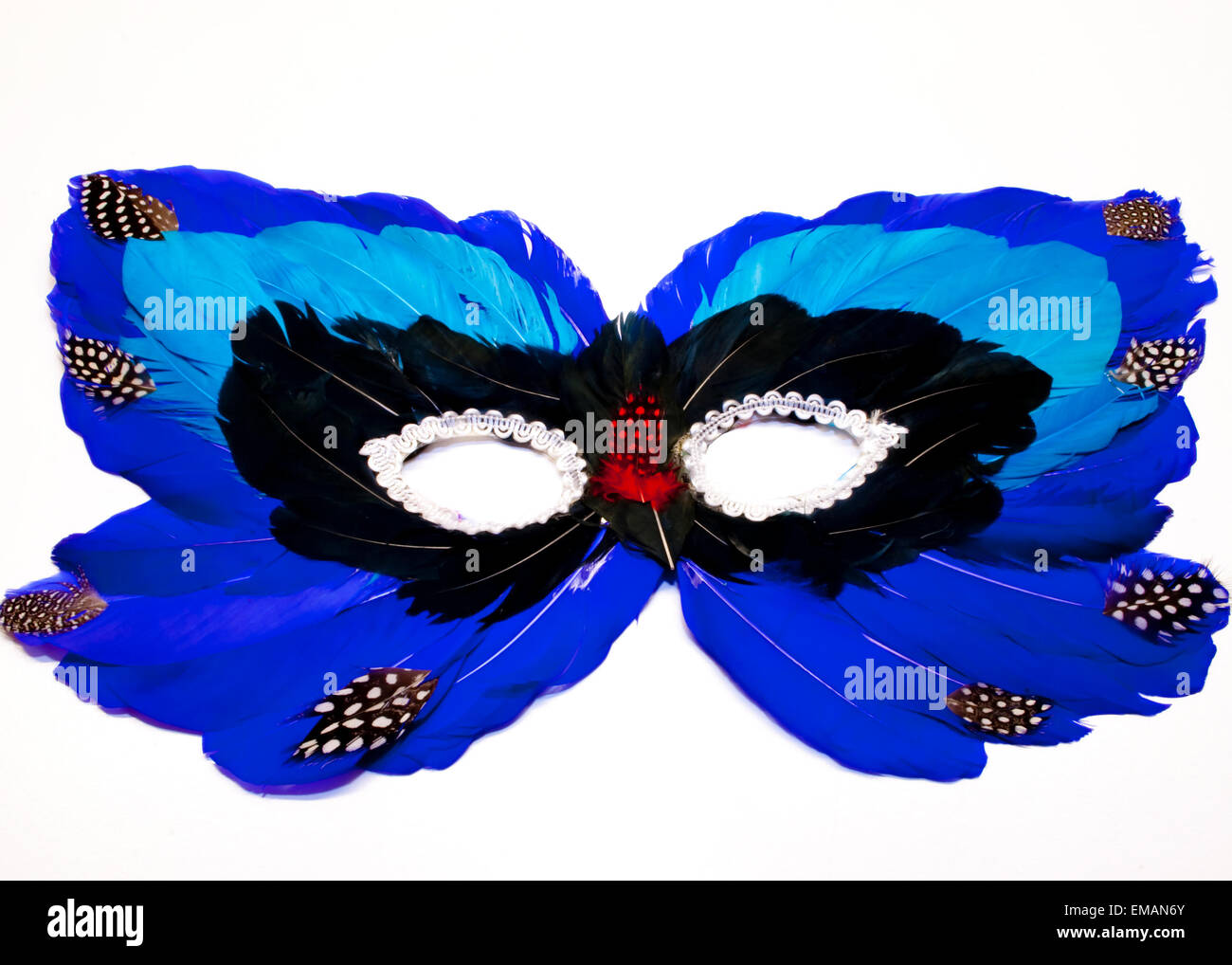Blue Feather Mardi Gras Mask Stock Photo - Alamy