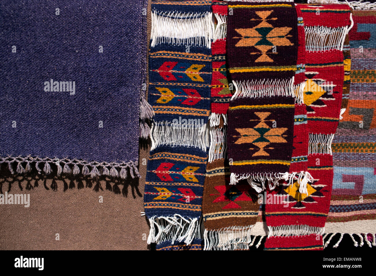Tijuana, Mexico. 18th Apr, 2015. Wool rugs are displayed during the ...