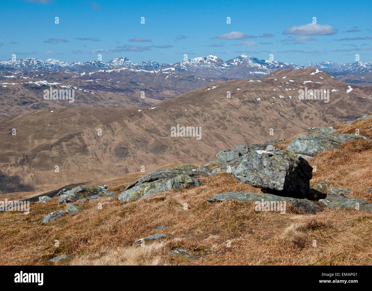 Views from the top of Ben Ledi mountain. Trossachs National Park ...