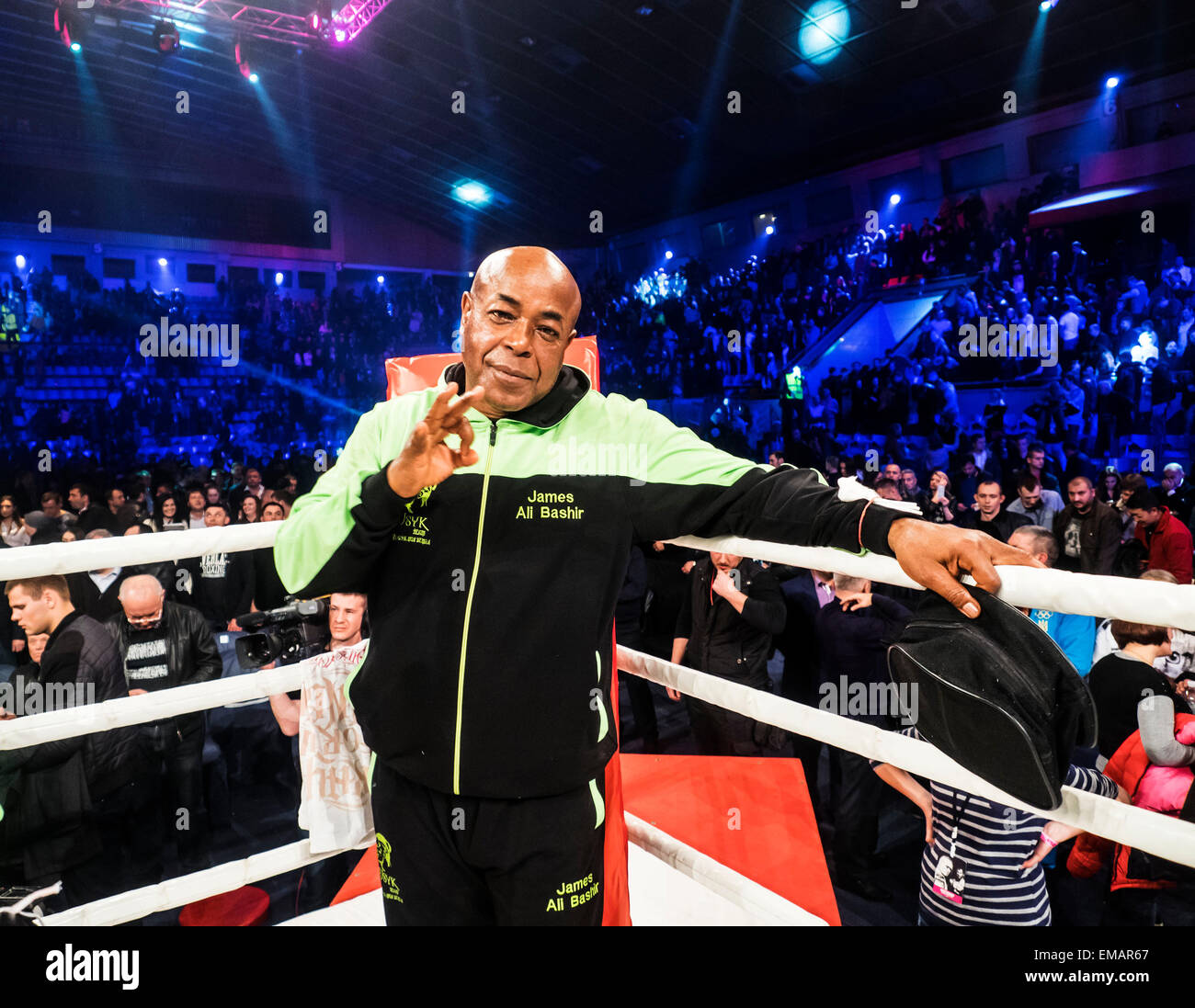 Kiev, Ukraine. 18th April, 2015. Coach of Alexander Usyk -- Ukrainian ...