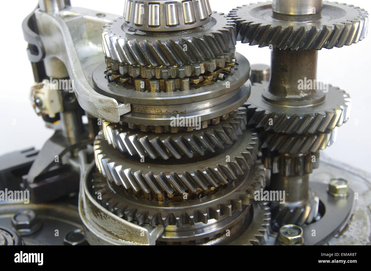 vehicle metal gear set on white background Stock Photo - Alamy