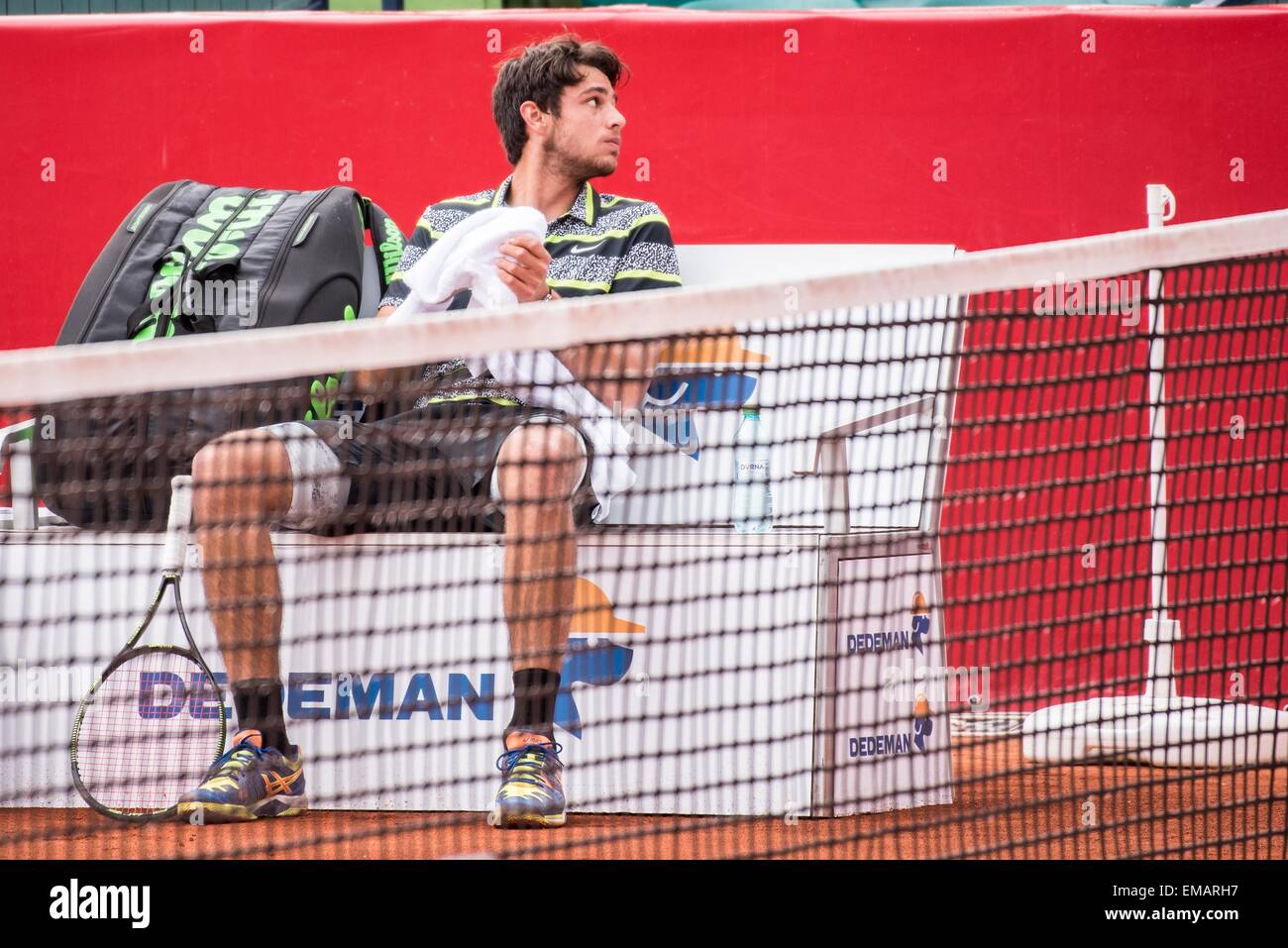 April 18, 2015: Luca George Tatomir ROU in action during the ATP ...