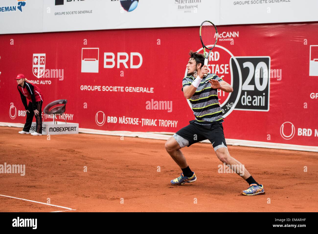 April 18, 2015: Luca George Tatomir ROU in action during the ATP ...