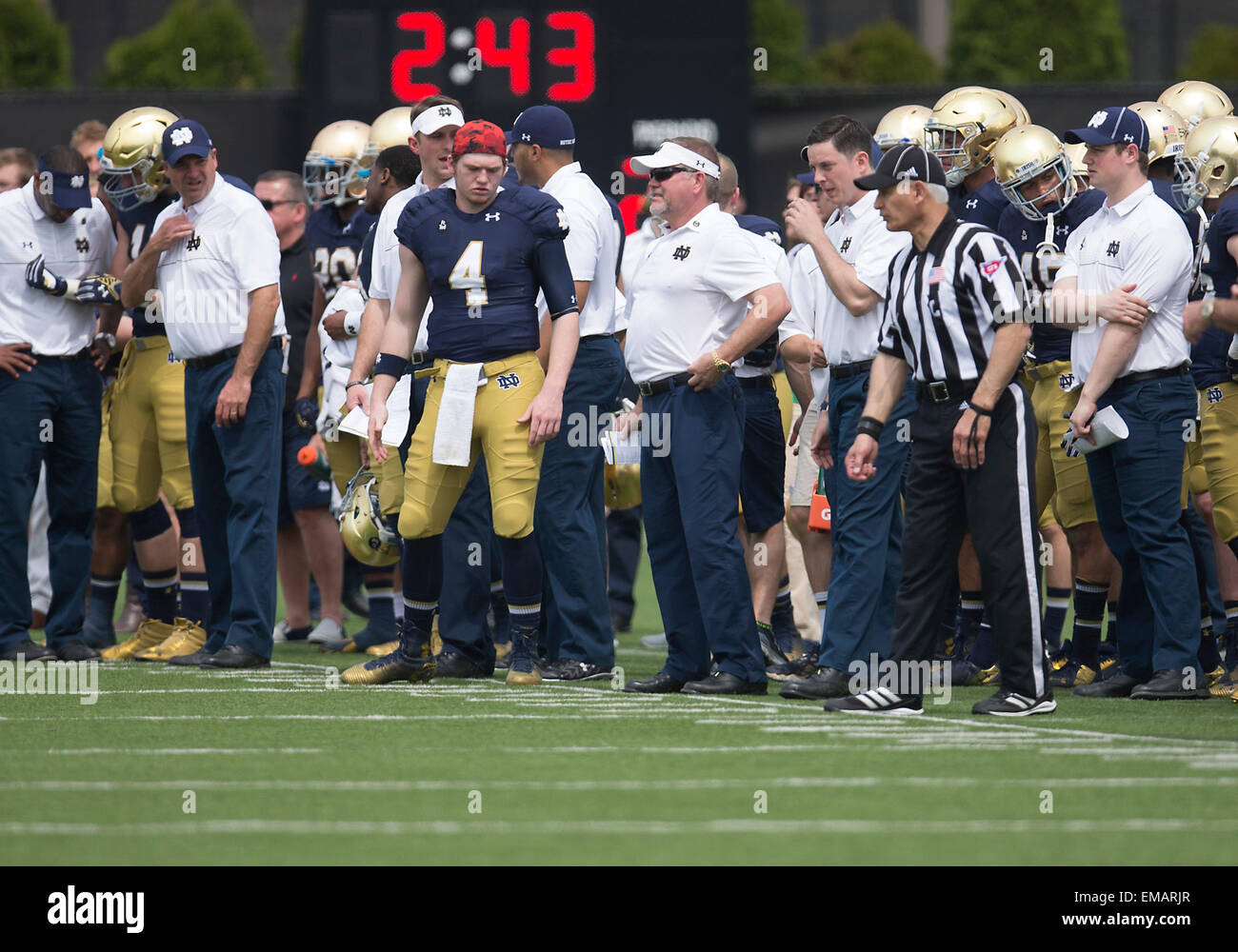 South Bend, Indiana, USA. 18th Apr, 2015. Notre Dame head coach Brian ...